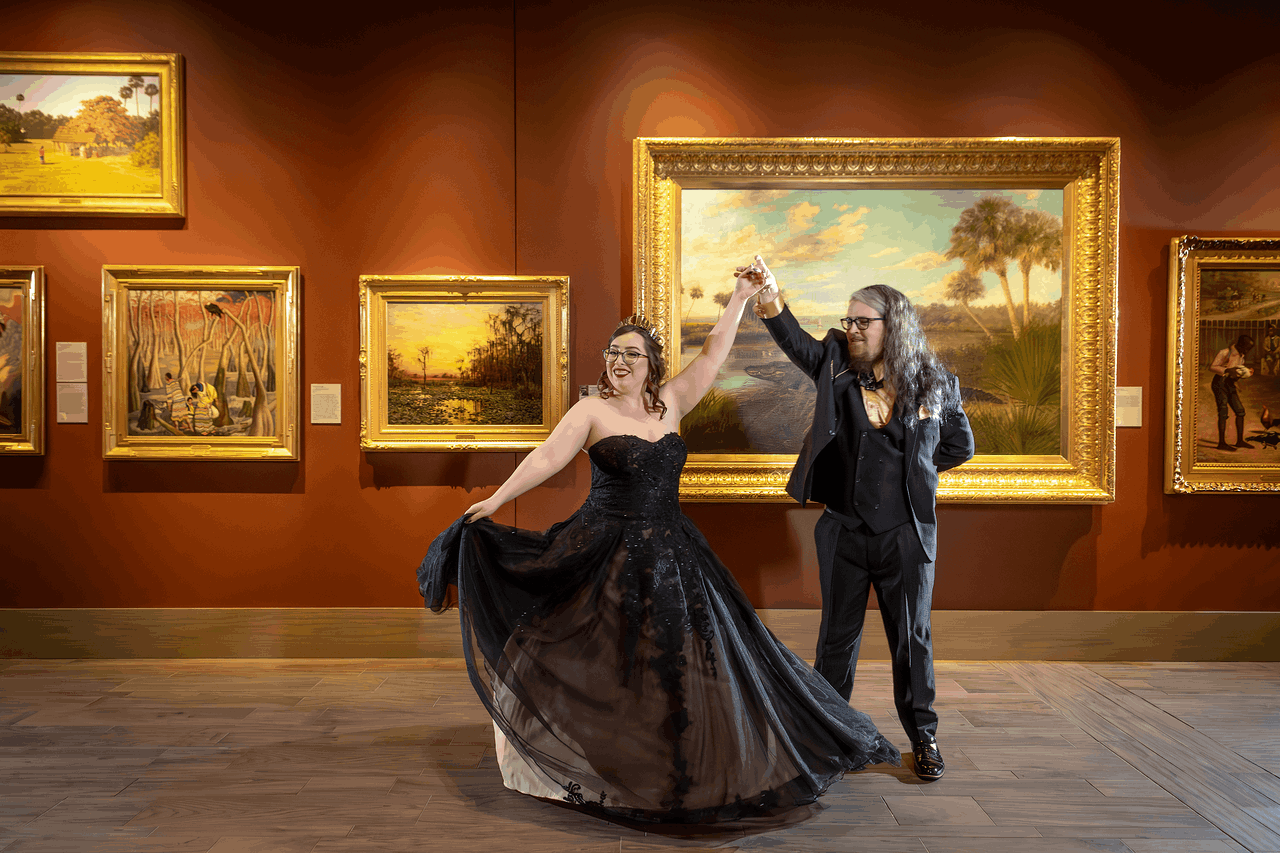 Cici and Hyatt Brown Museum of Art Wedding bride and groom portrait ...